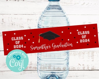 Graduation Party Water Bottle Labels Graduation Party Decorations High ...