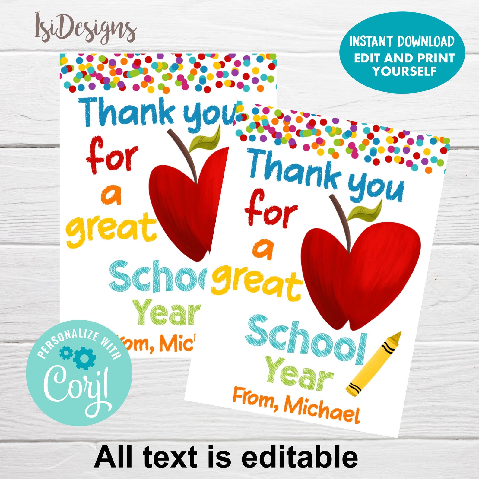 End of School Year Thank You Tag Thank You for a Great School - Etsy