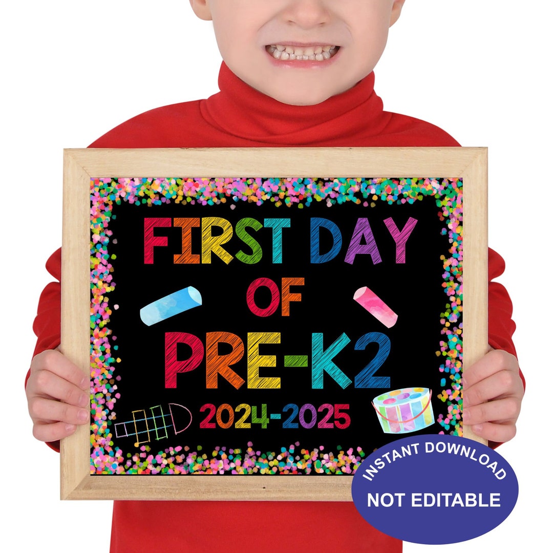 First Day of Pre-k3 Printable Chalkboard Sign, Instant Download, Pre-k3 ...