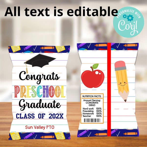Preschool Graduation Chip Wrapper - Etsy