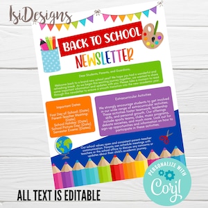 Welcome Back to School, Editable Newsletter, Meet the Teacher Open ...