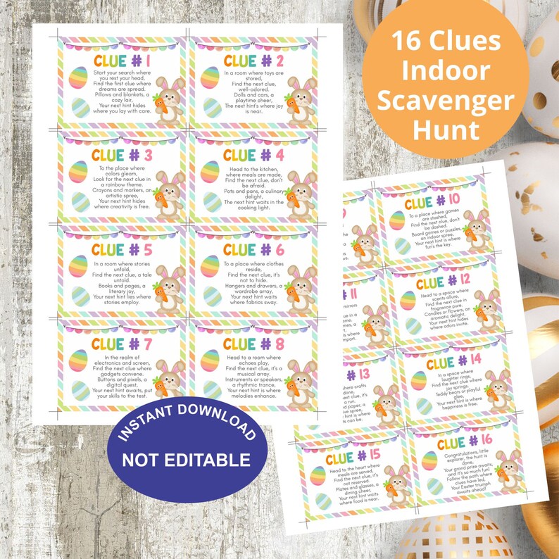 Indoor Easter Scavenger Hunt Printable Easter Treasure Hunt Game for ...