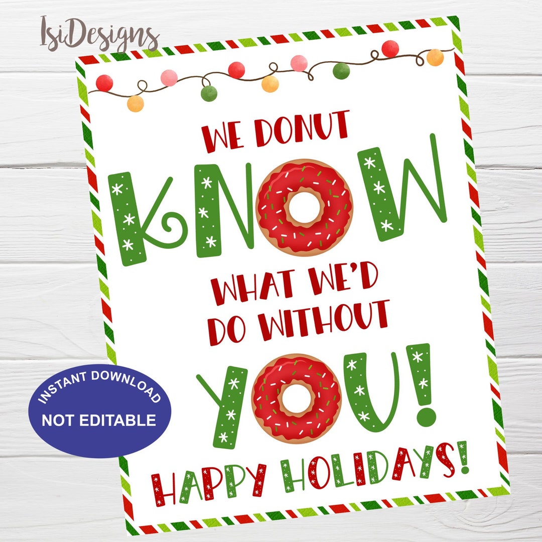 Donut Appreciation Sign, Holiday Appreciation Staff Employee Nurse ...