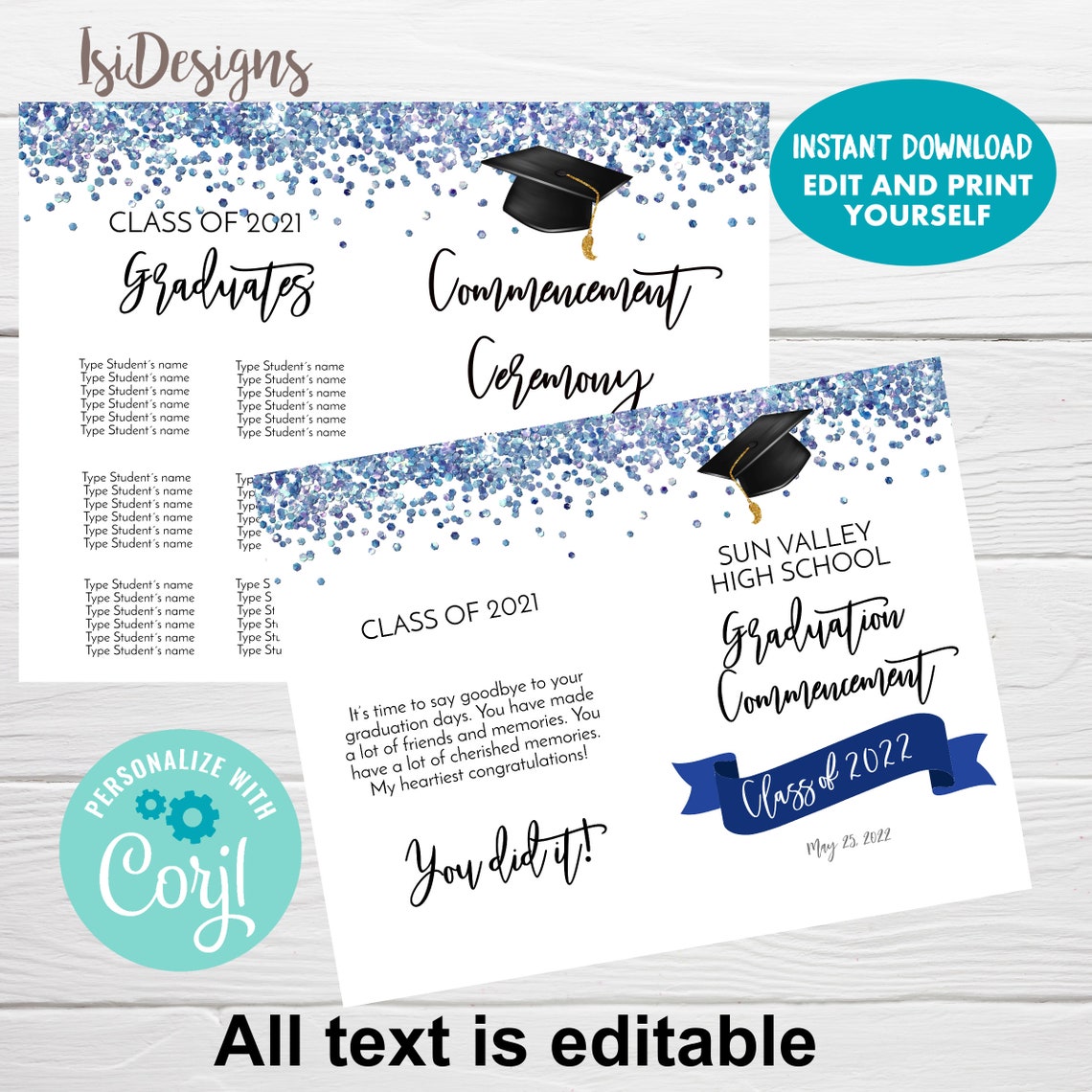 Commencement College Graduation Editable Program, High School ...