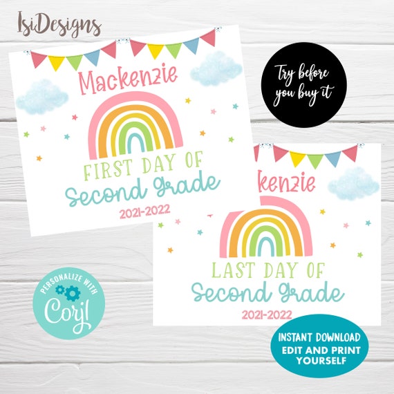 Editable First day of school sign, Instant Download, Any grade ...