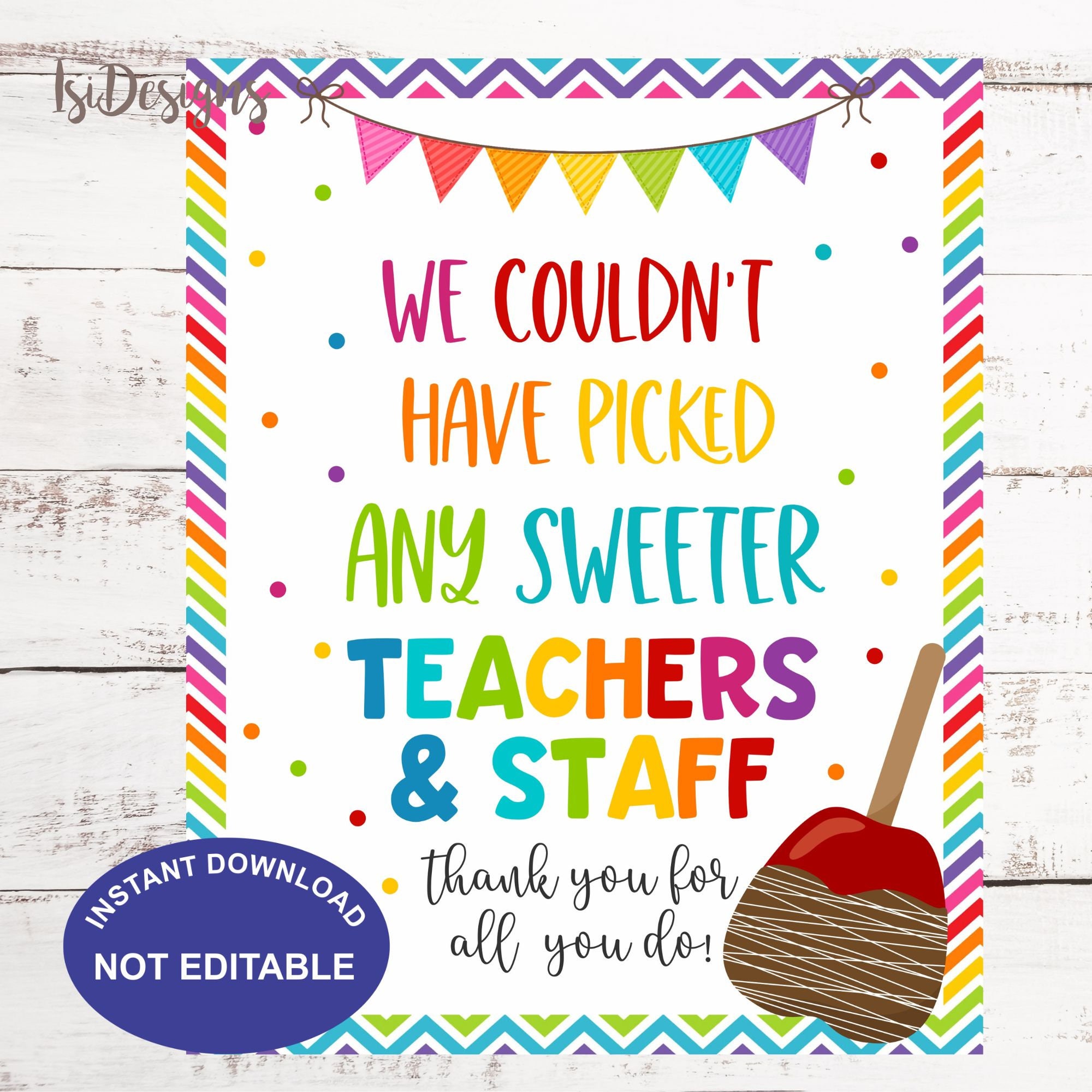 Teacher Appreciation Sign Printable Teacher Thank You Decor Staff ...