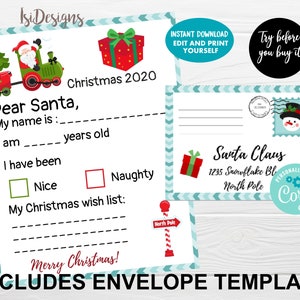 Editable Letter to Santa Template Instant Download Christmas - Etsy