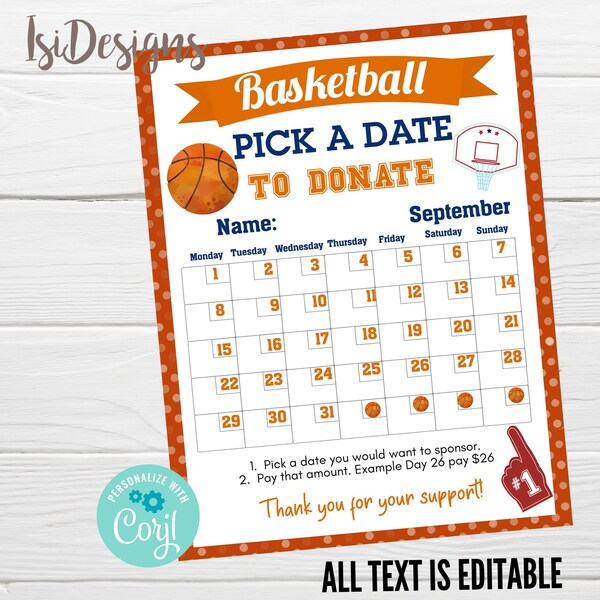 Basketball Fundraiser Template - Etsy