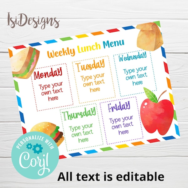 Editable Kids Breakfast Planner, Meal Weekly Planner, Breakfast Menu ...