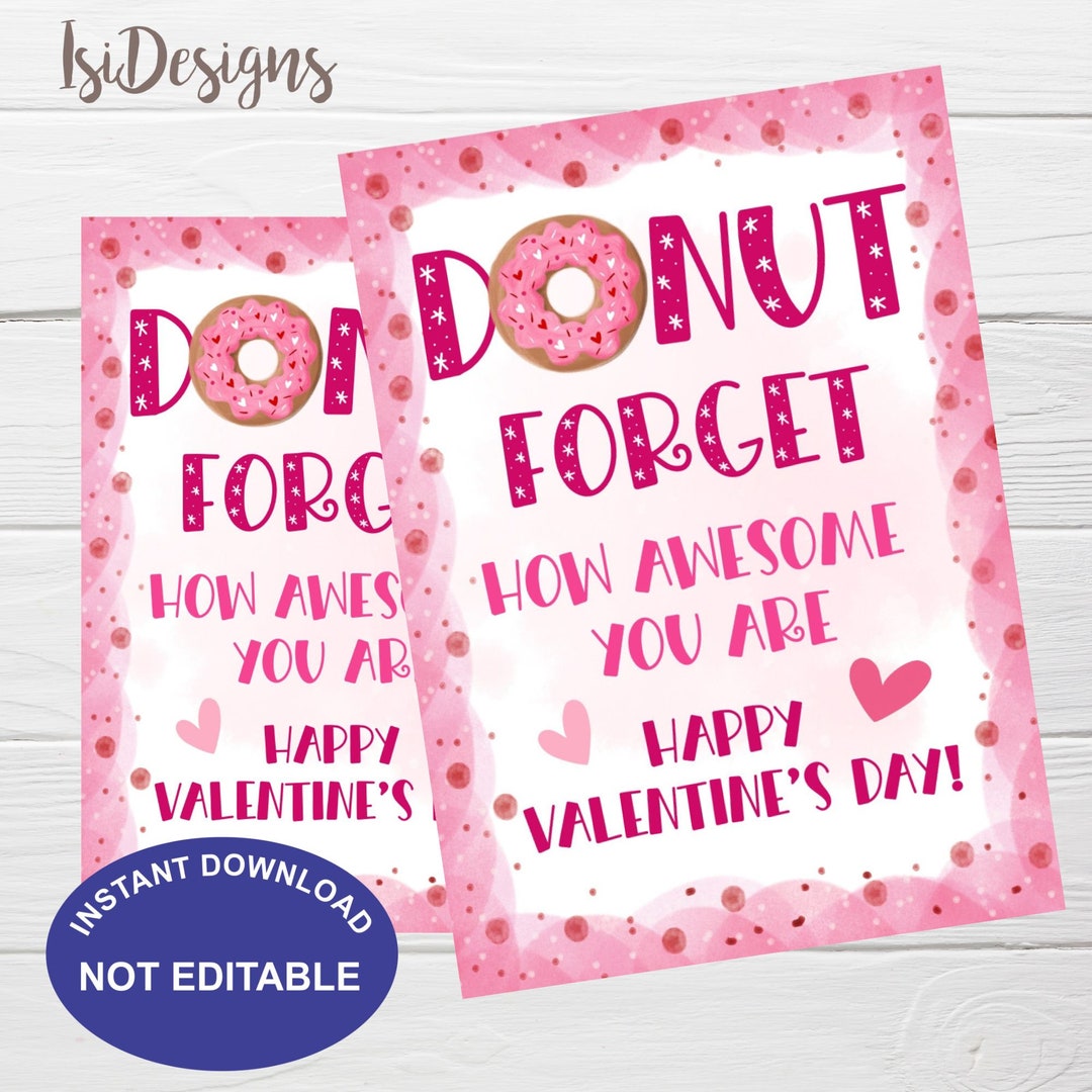 Donut Valentine's Day Tags Donut Forget How Awesome You - Etsy
