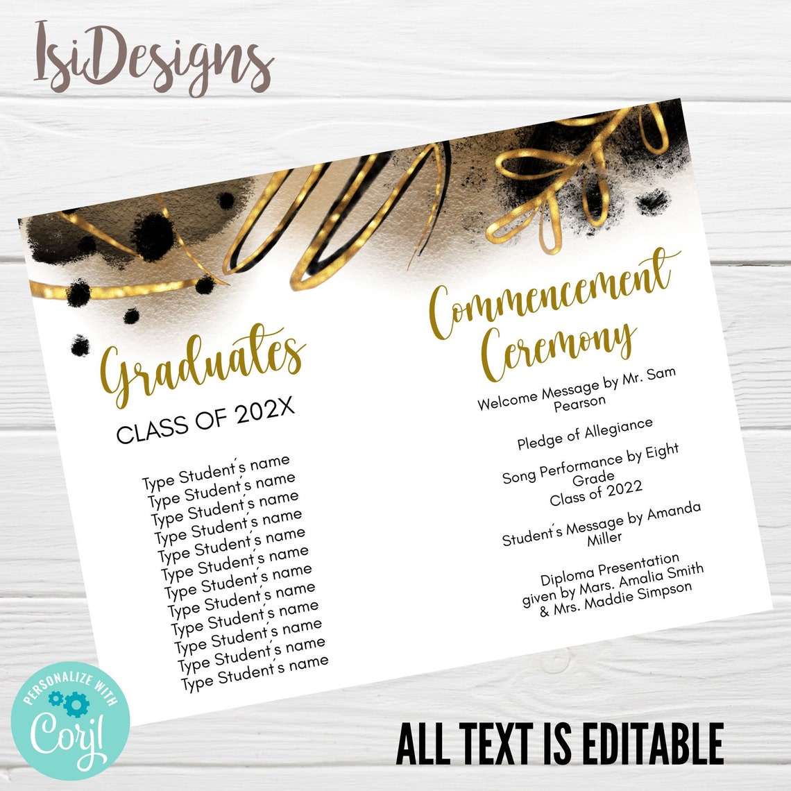 Editable Graduation Ceremony Program, School Ceremony Template, Digital ...