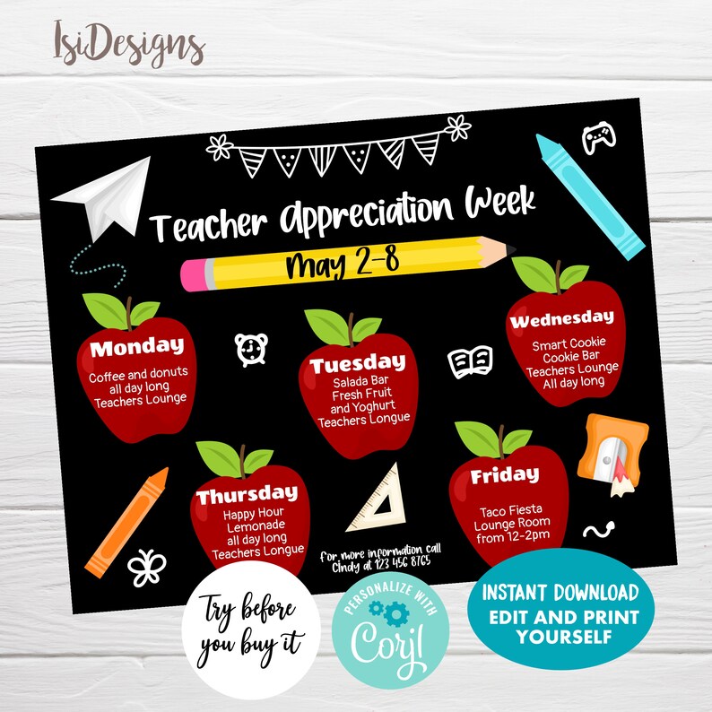 Editable Teacher Appreciation Week Flyer Instant Download - Etsy