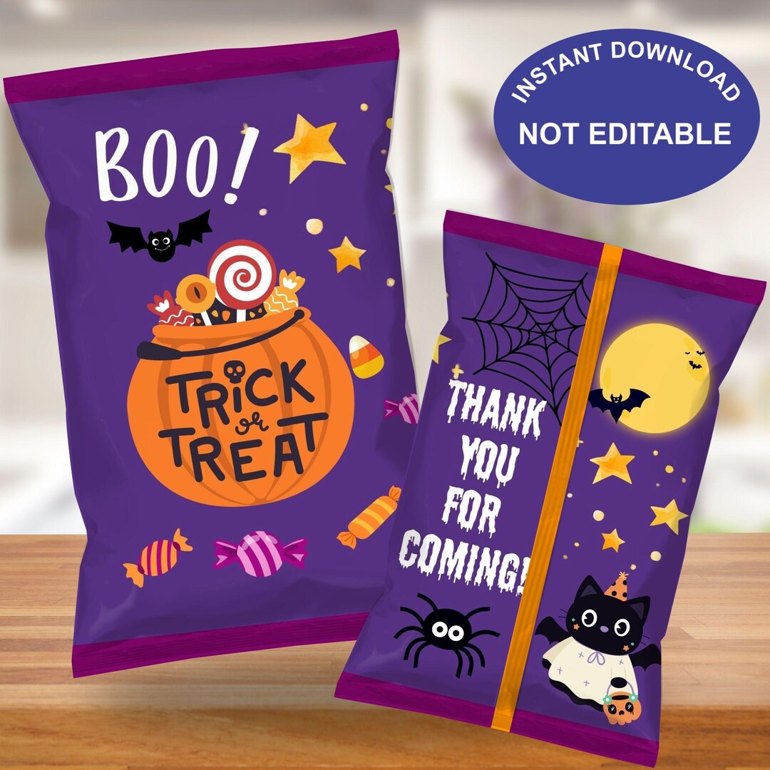 Halloween Chip Bag Wrappers | Instant Download Trick or Treat Bags ...