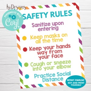 Editable Safety Rules, Instant Download, Editable Classroom Decoration ...