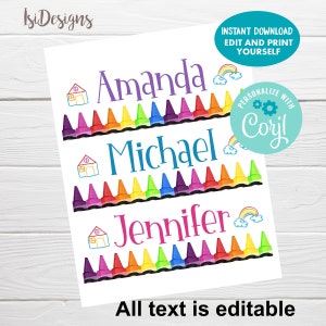 Editable Desk Name Labels, Child Desk Plate, Instant Download ...