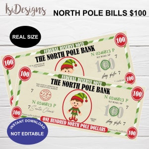 Printable North Pole Money, Instant Download, Holiday Elf Bucks, Santa ...