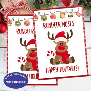 Printable Reindeer Noses Gift Tags | Holiday Treat Tags | Christmas ...
