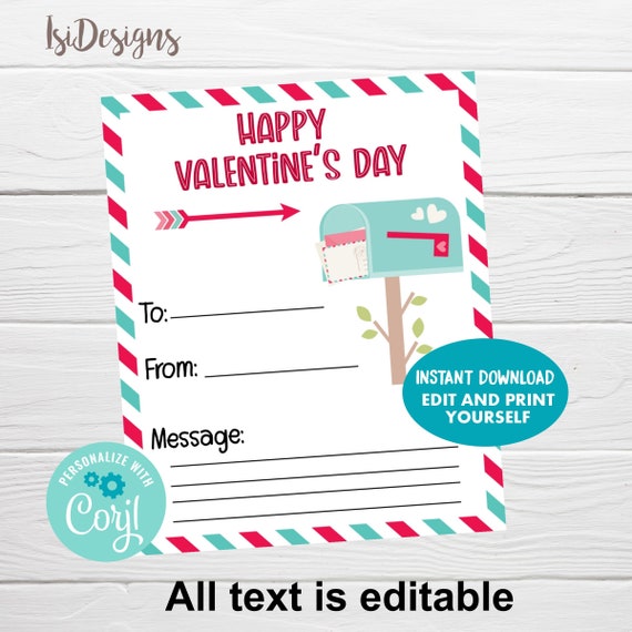 Editable Candy Gram Valentine's Day Card, School PTO / PTA Community ...