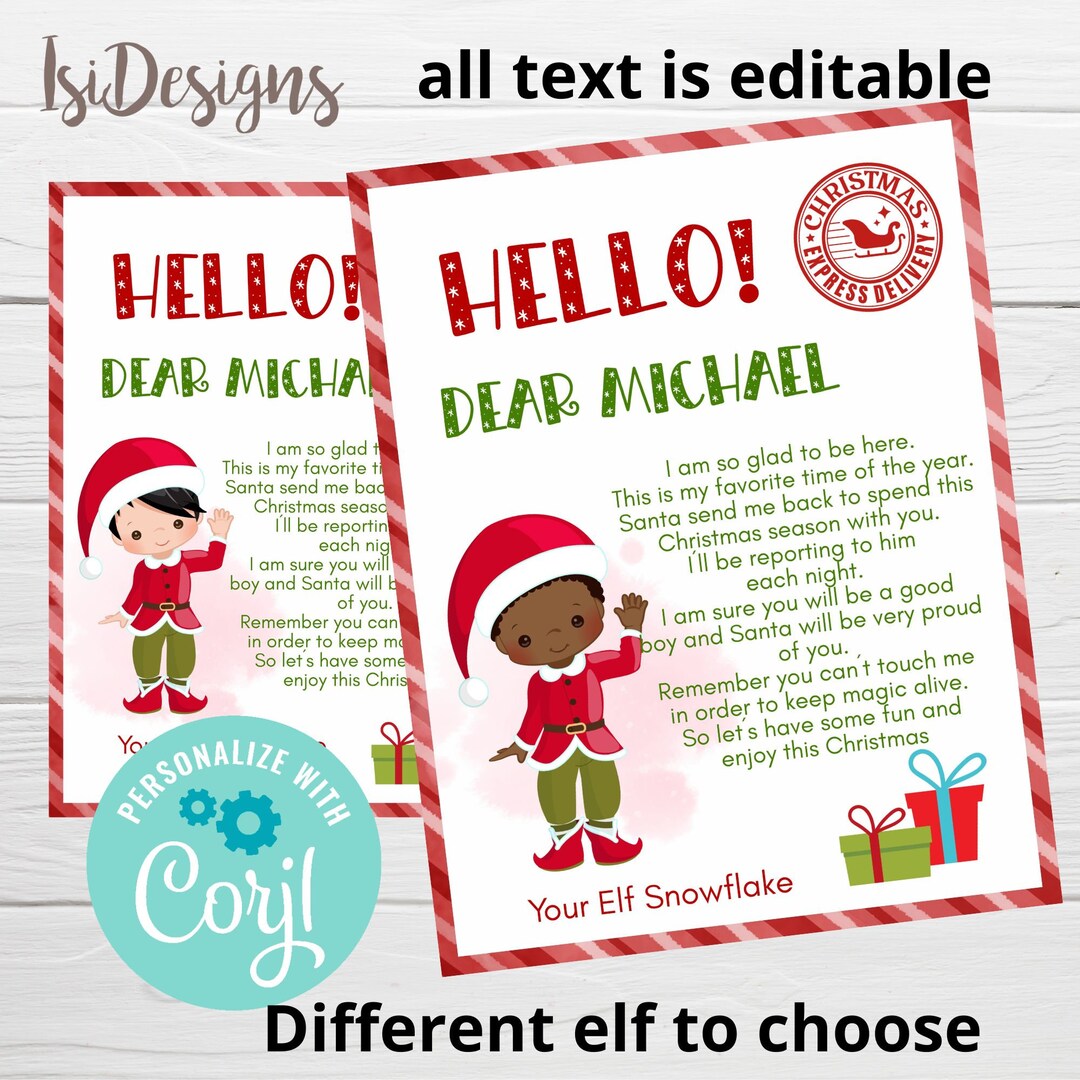 Hello Letter From Elf, Editable Letter Template, Christmas Elf Arrival ...