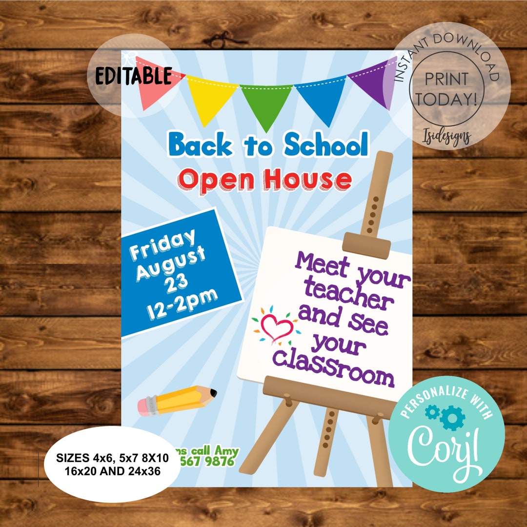 Open House Back to School Printable Flyer, Editable Open House School ...
