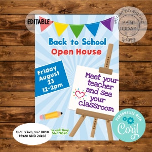 Open House Back to School Printable Flyer, Editable Open House School ...