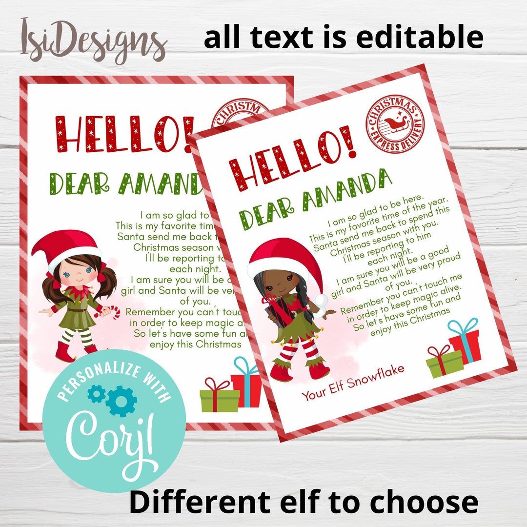 Editable Hello Letter From Elf Template, Christmas Elf Arrival Note ...