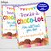 Thanks a Choco-lot for All That You Do Tags, Teacher Week, School PTO ...