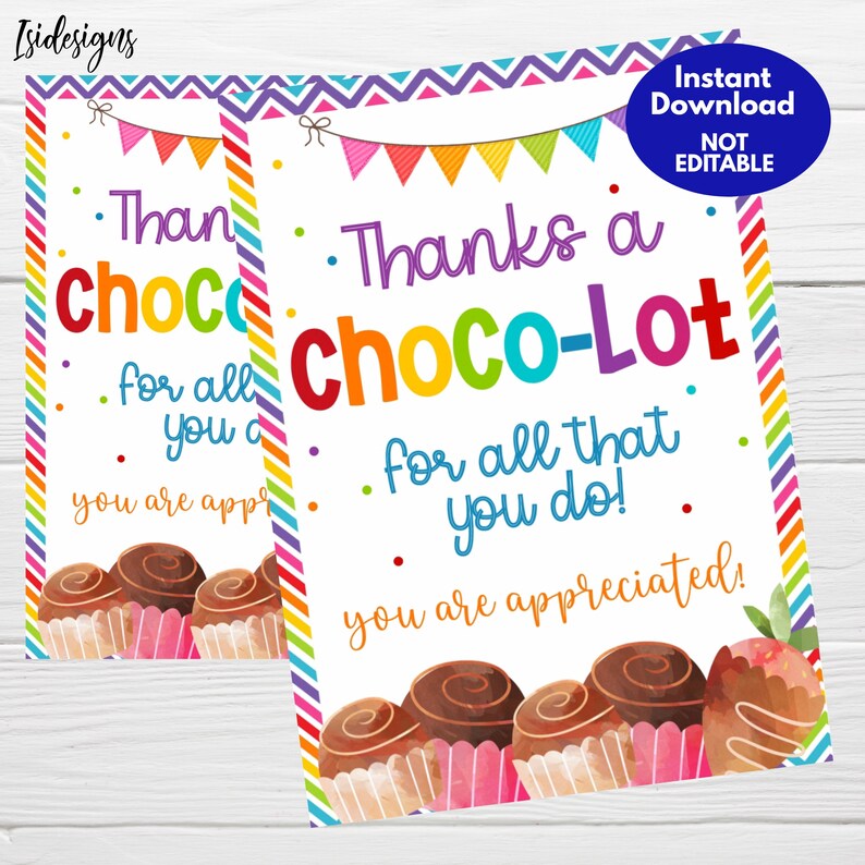 Thanks a Choco-lot for All That You Do Tags Teacher Week - Etsy