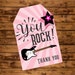 Rock Star Birthday Favor Tags, Pink and Black Printable Favor Hang Tags ...