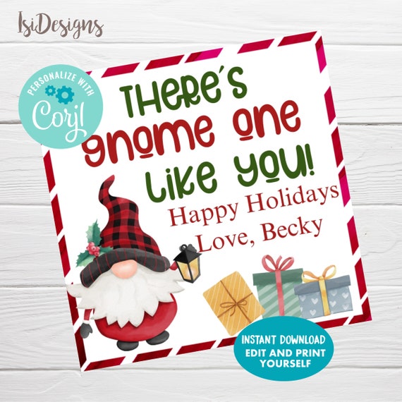 Gnome Christmas Editable Tags, Gnomes, Instant Download, Christmas ...