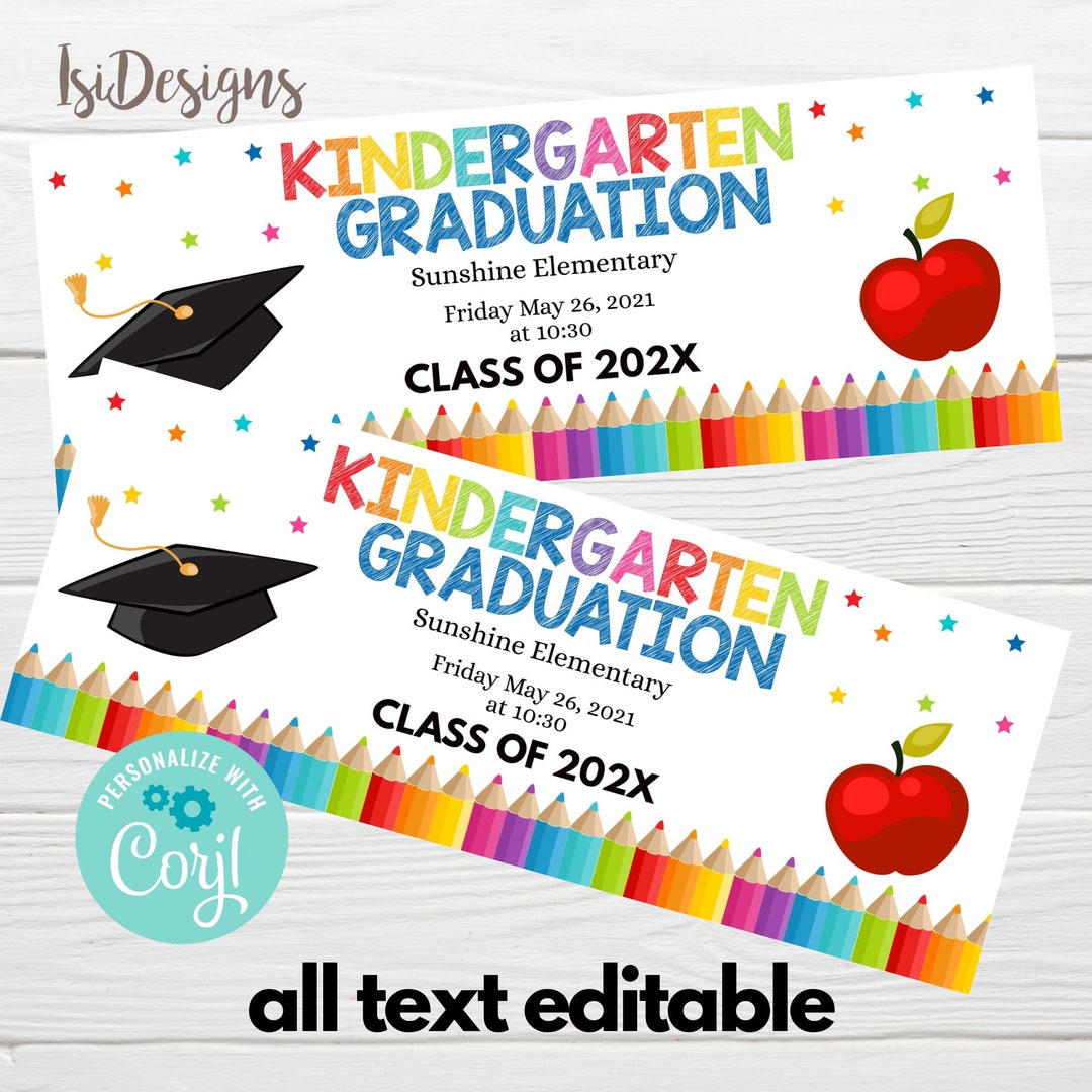 Kindergarten Graduation Ceremony Ticket, Instant Download, Graduation ...