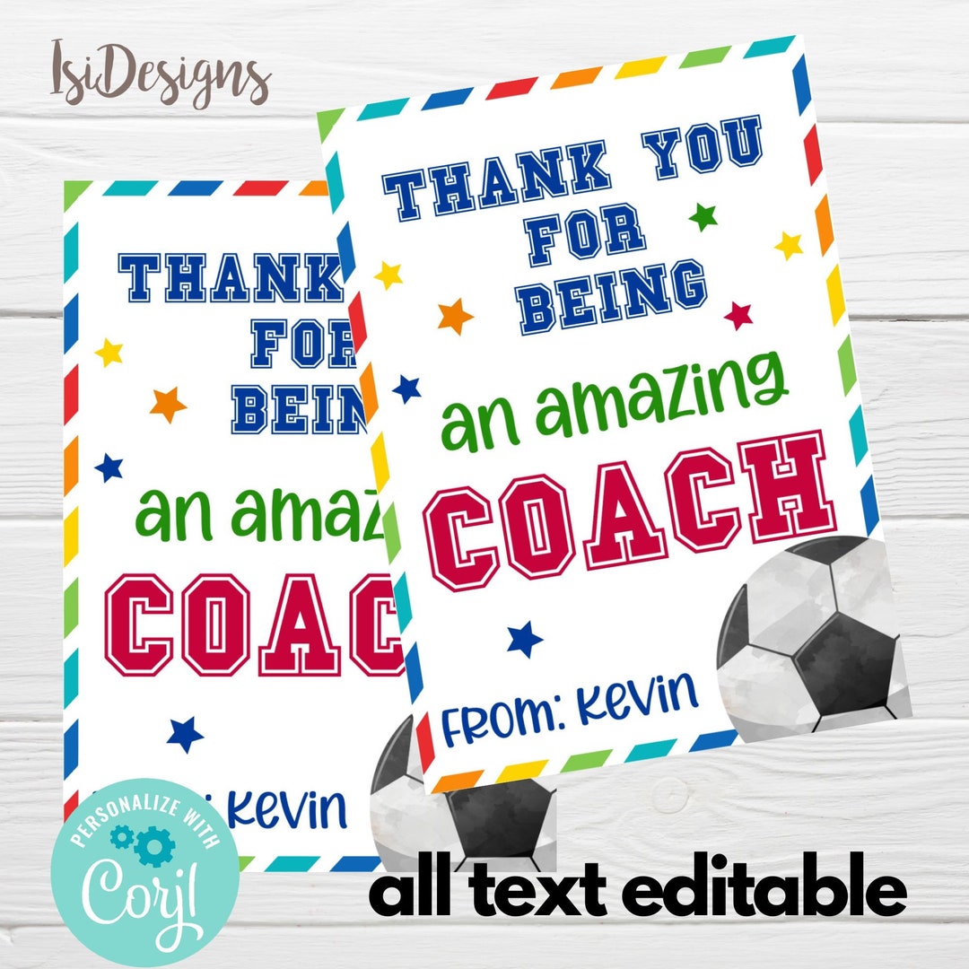Editable Soccer Team Gift Tag, Soccer Appreciation Tag, Thank You for ...