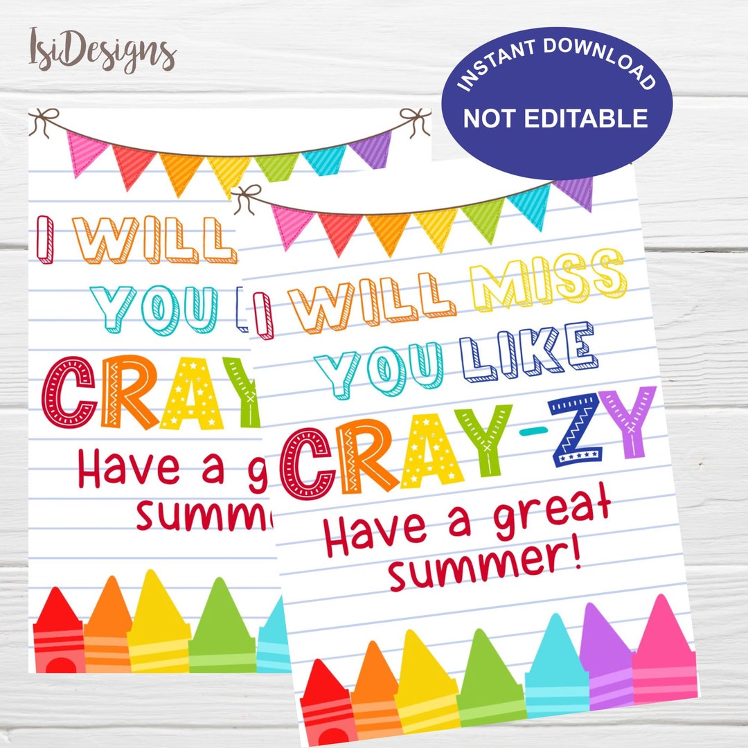 Summer Break Gift Tag, Printable End of School Year Tags, Instant ...