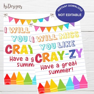 Summer Break Gift Tag, Printable End of School Year Tags, Instant ...