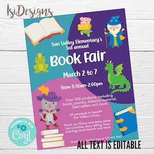 Editable Book Fair Flyer, Printable School PTA PTO Fundraiser Event ...