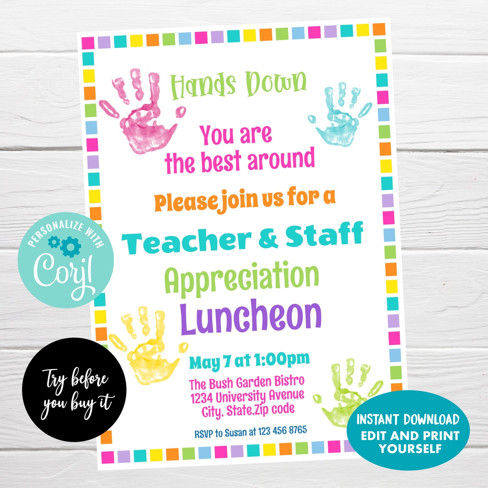 Teacher and Staff Appreciation Luncheon Editable Invitation - Etsy
