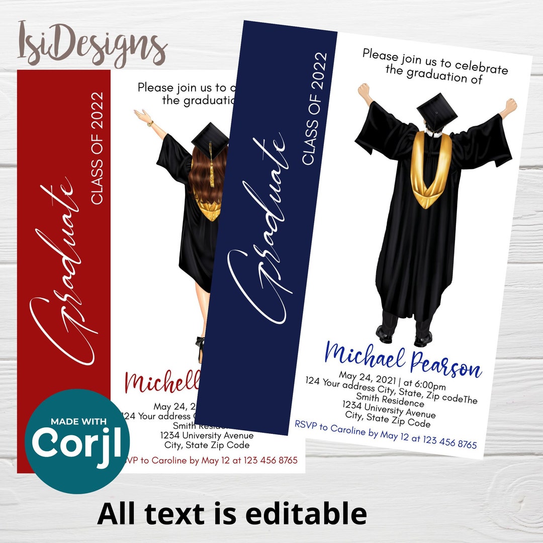 Editable Graduation Party Invitation, Class of 202X Graduation Ceremony ...