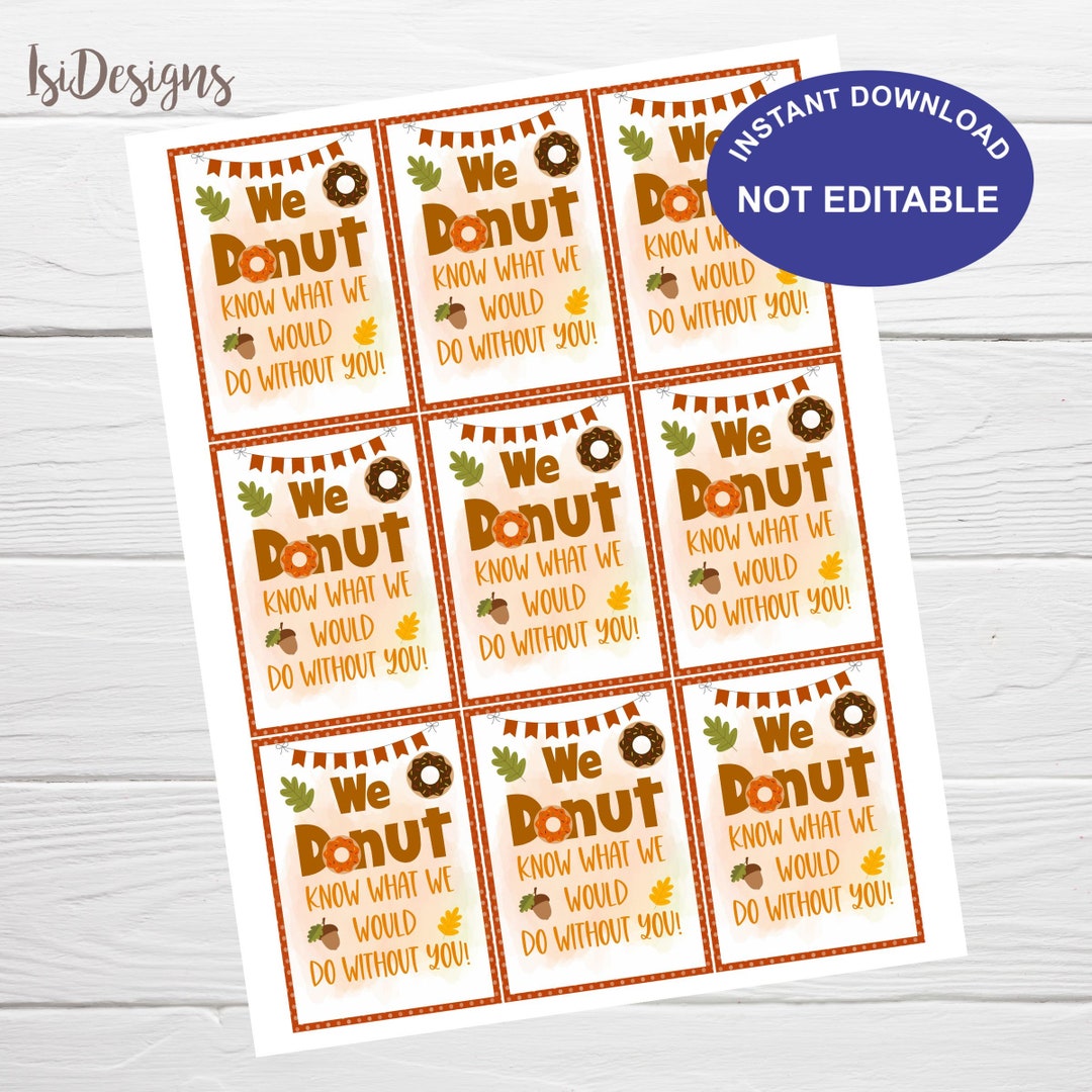 Fall Appreciation Thank You Tags, Download, Teacher PTO/PTA Nurse ...