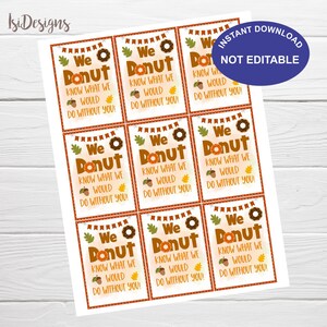 Fall Appreciation Thank You Tags, Download, Teacher PTO/PTA Nurse ...