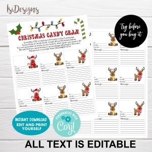 Christmas Candy Gram Editable Template, PTO / PTA School Fundraiser ...