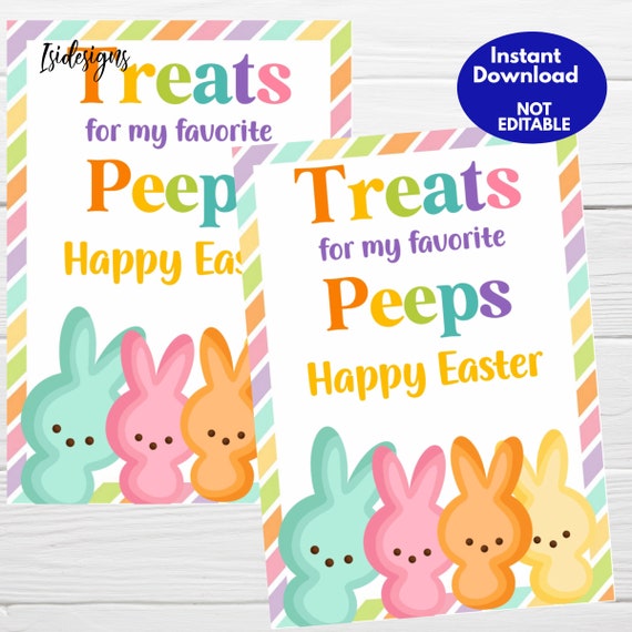Treats for My Favorite Peeps Gift Tag, School Easter Treat Tags, Easter ...