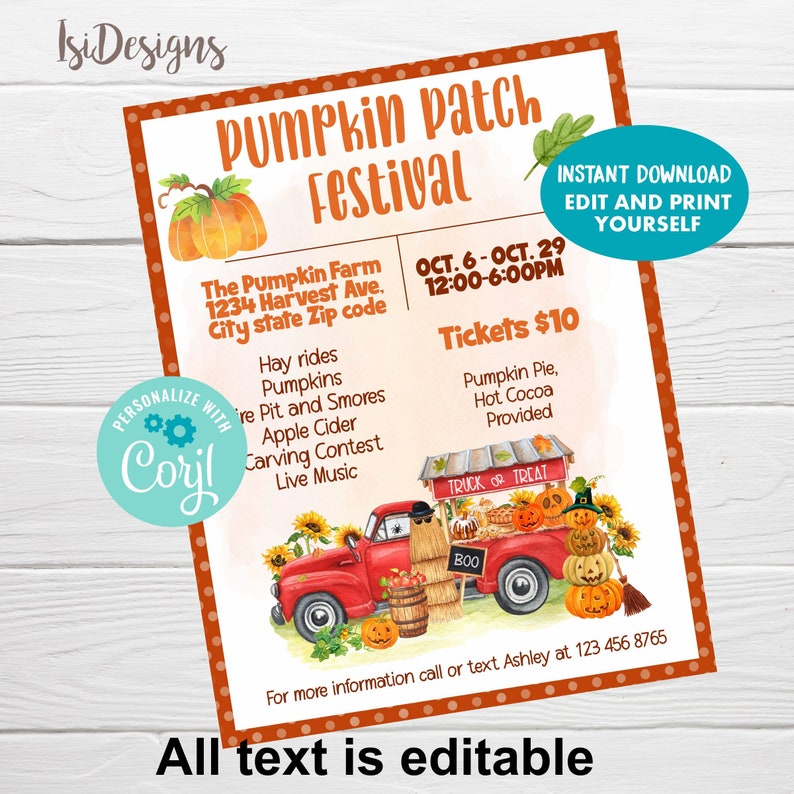 EDITABLE Pumpkin Patch Festival Flyer Harvest Festival - Etsy
