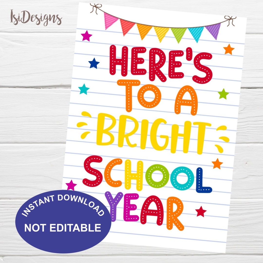Bright School Year Printable Gift Tag, First Day of School Gift Back to ...