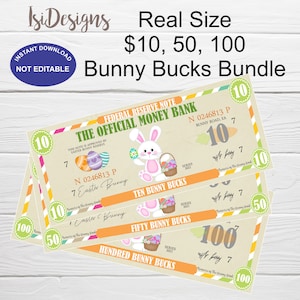 Easter Bunny Bucks Bundle, Instant Download, Easter Bunny Printable ...