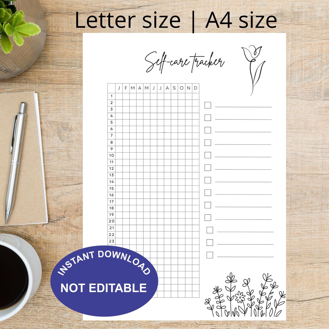 Printable Self-care Tracker Set | Letter & A4 Size | Instant Download ...