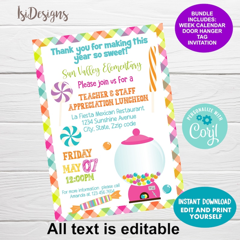 Editable Teacher Appreciation Week Bundle Instant Download | Etsy