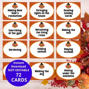 Thanksgiving Charades Game | Fun Family Activity | Printable Holiday ...