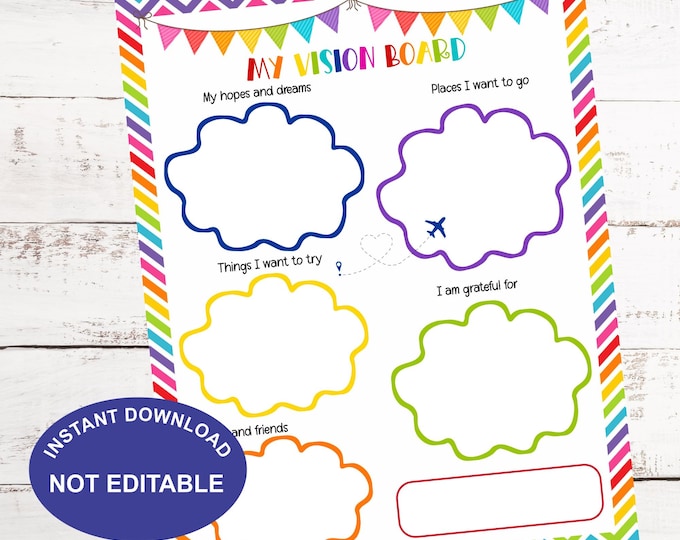 Kids Vision Board Template, Goal-setting Printable for Kids ...
