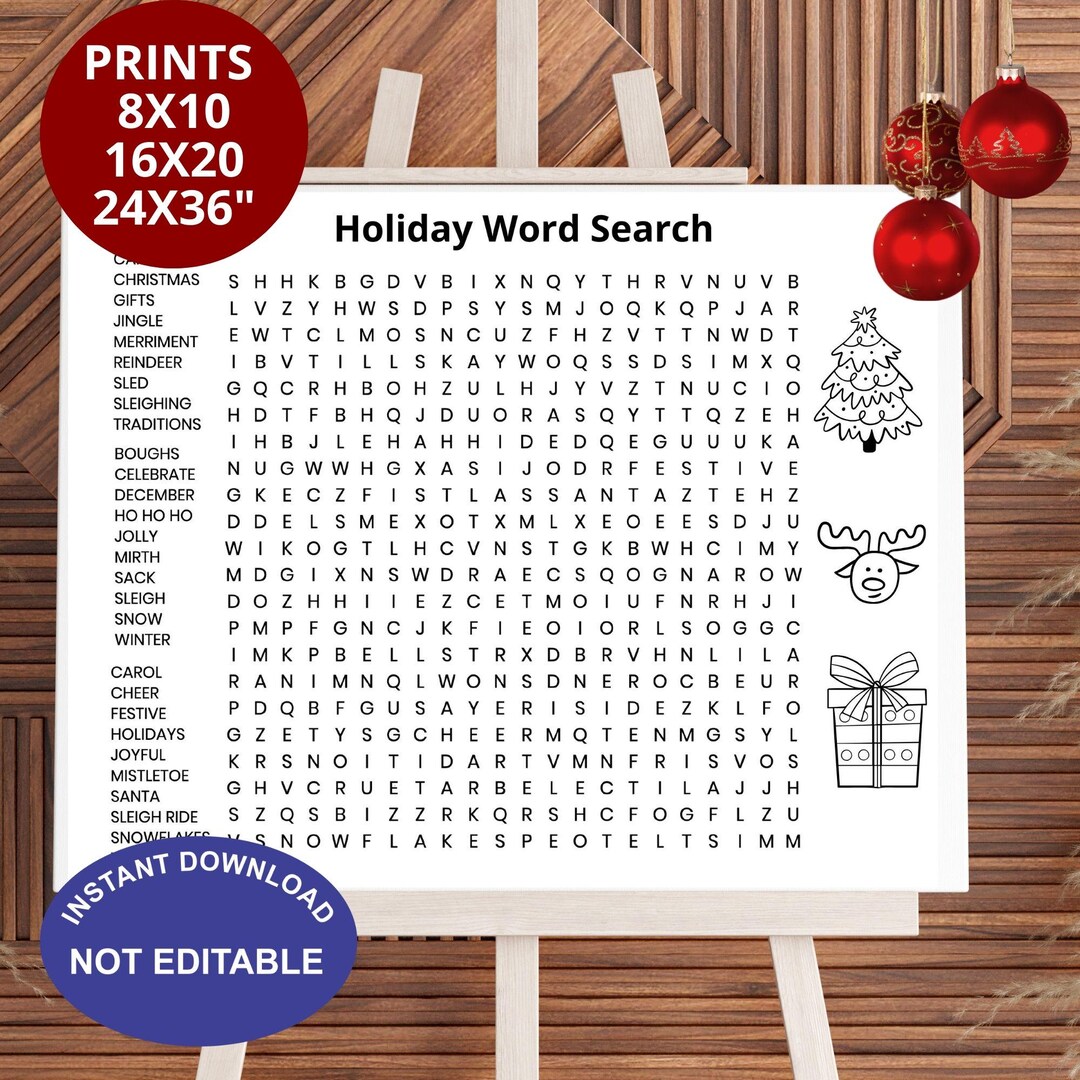 Giant Christmas Word Search | Printable Christmas Game | Holiday Word ...