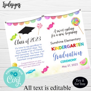 Editable Graduation Ceremony Program, Kindergarten Preschool Prek ...